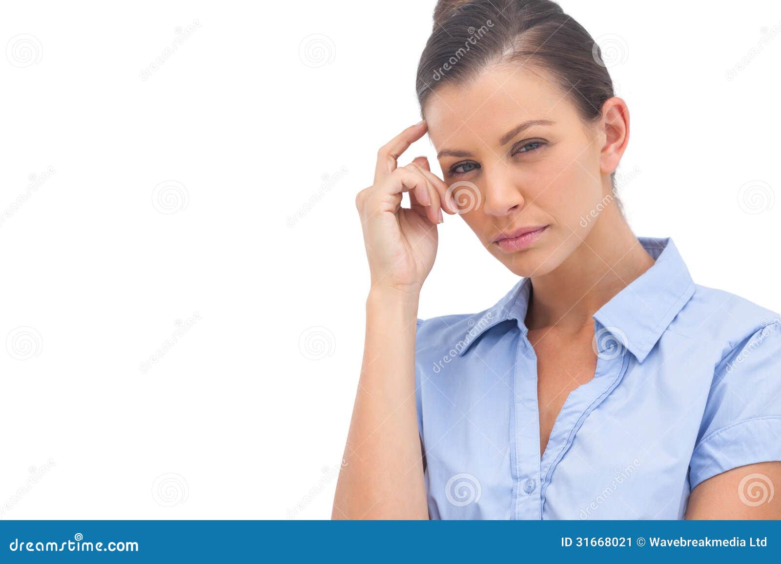 Thinking Businesswoman with Hand on Head Stock Image - Image of female ...