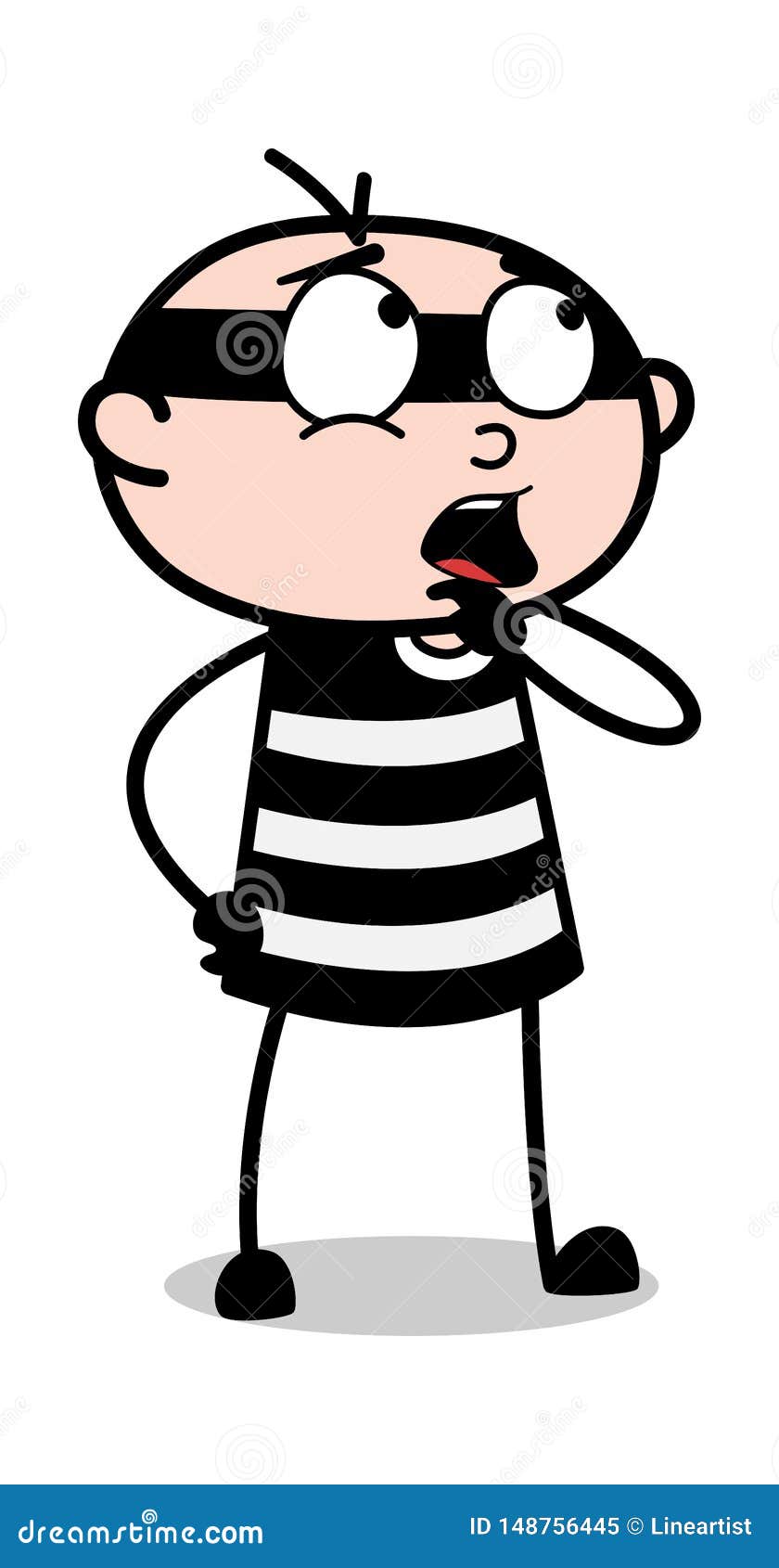 Thinking - Cartoon Thief Criminal Guy Vector Illustration Stock ...