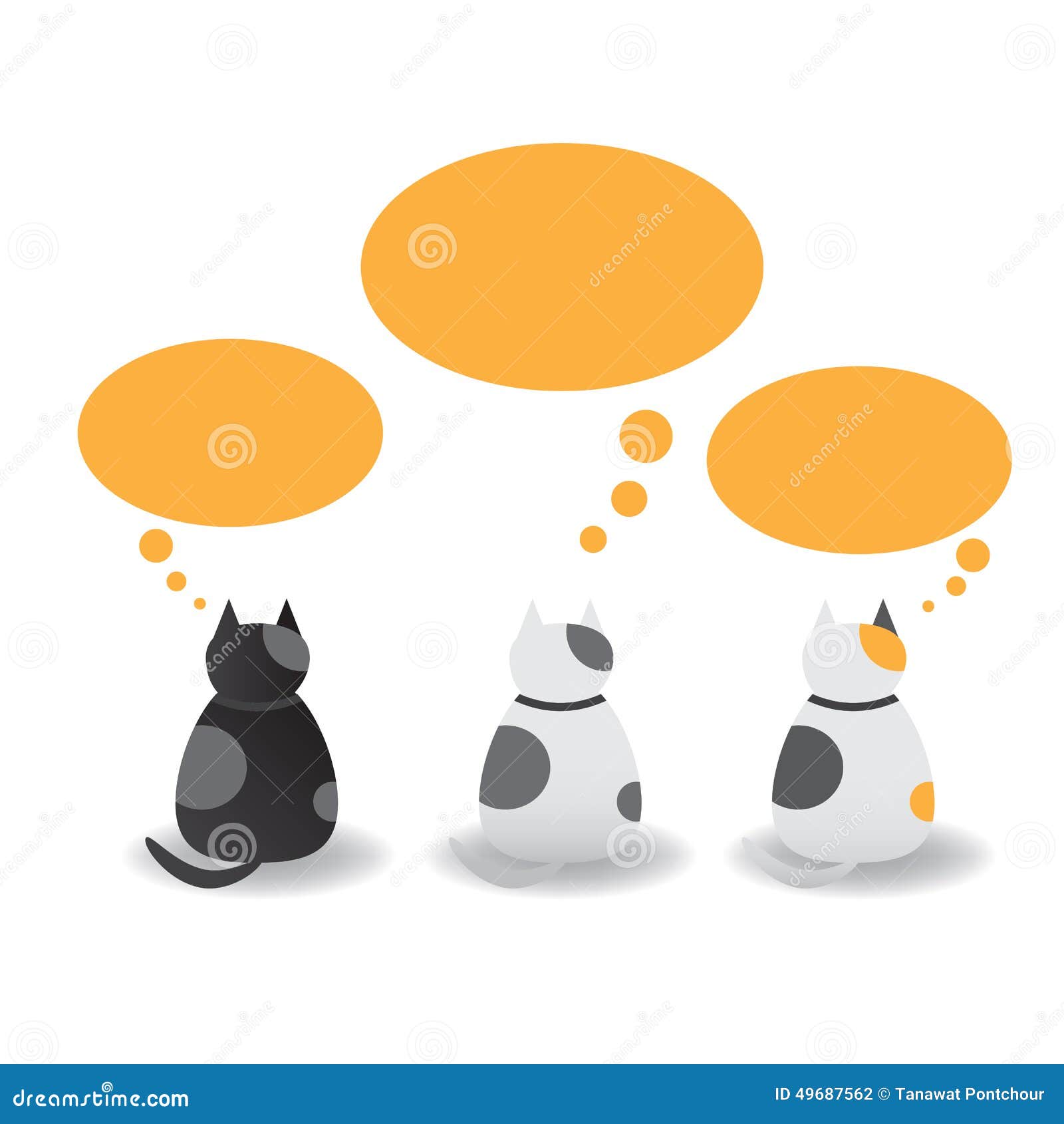 Thinking cats stock vector. Illustration of grey, kitten - 49687562