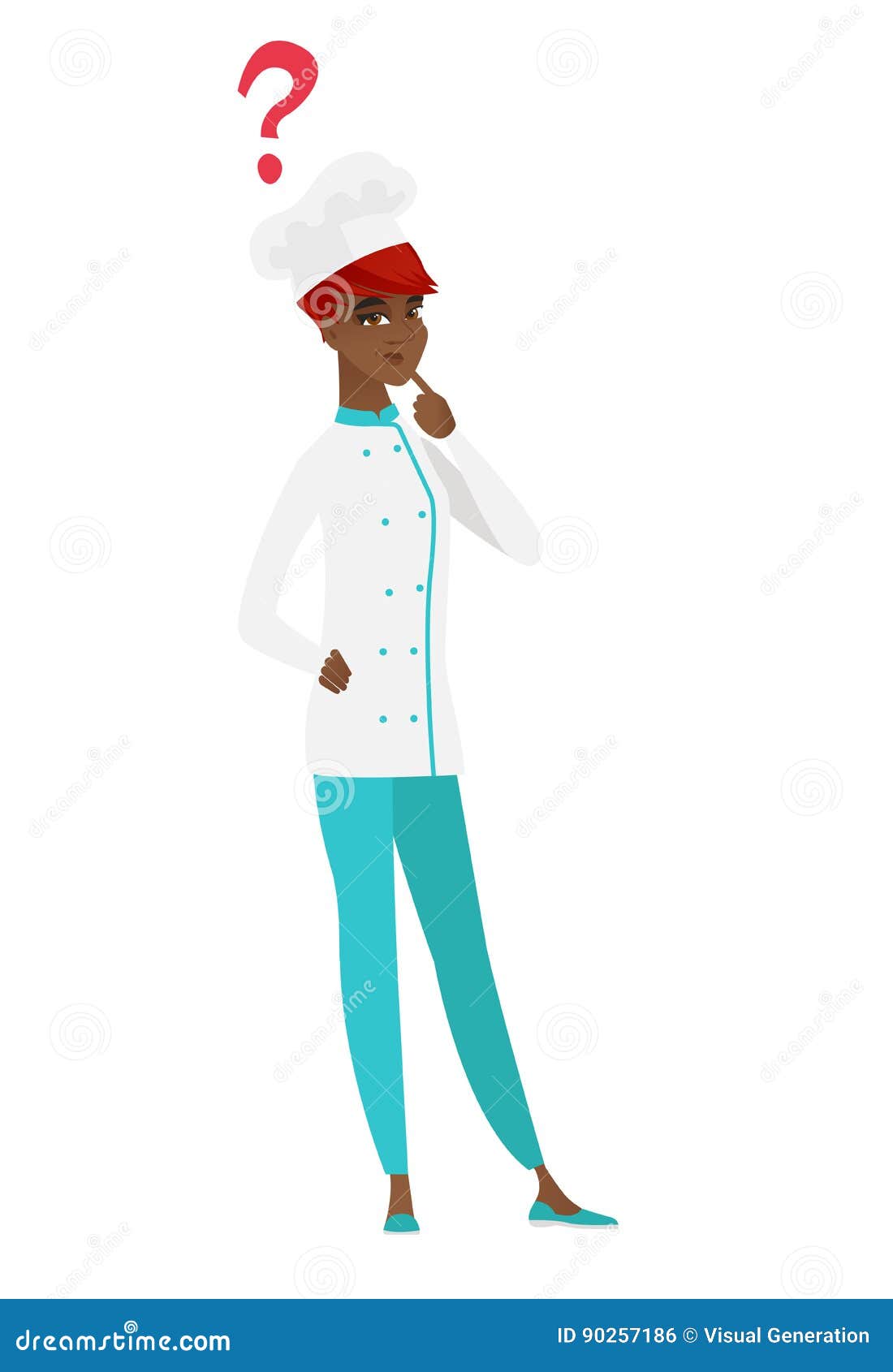 Thinking Chef Cook with Question Mark. Stock Vector - Illustration of ...