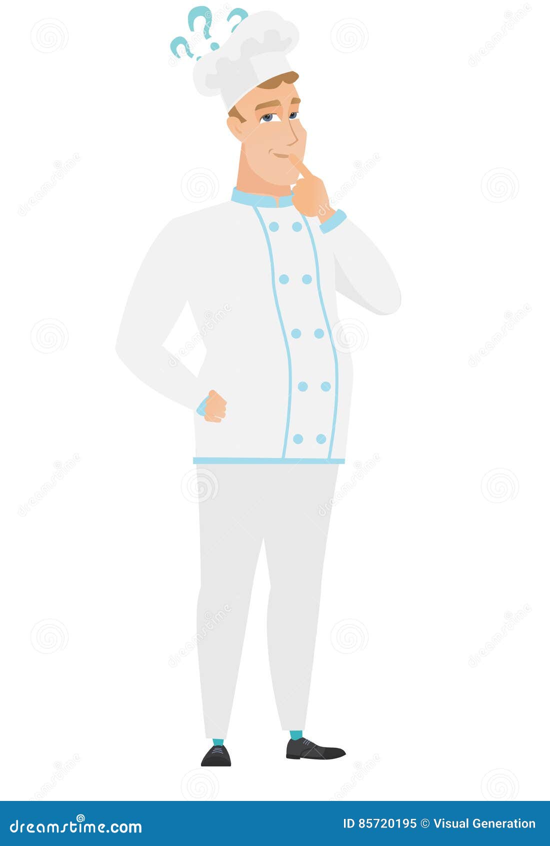 Thinking Chef Cook with Question Marks. Stock Vector - Illustration of ...