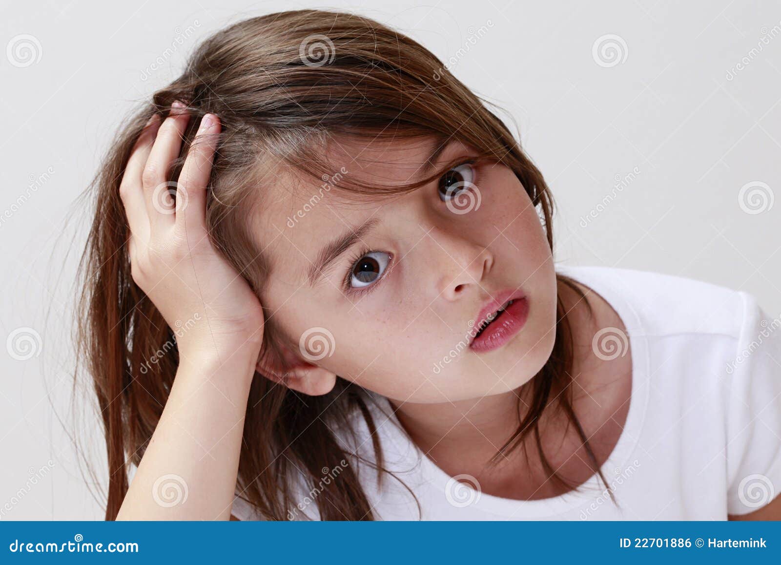 The Thinking Child Looking for Help Stock Photo - Image of portrait ...