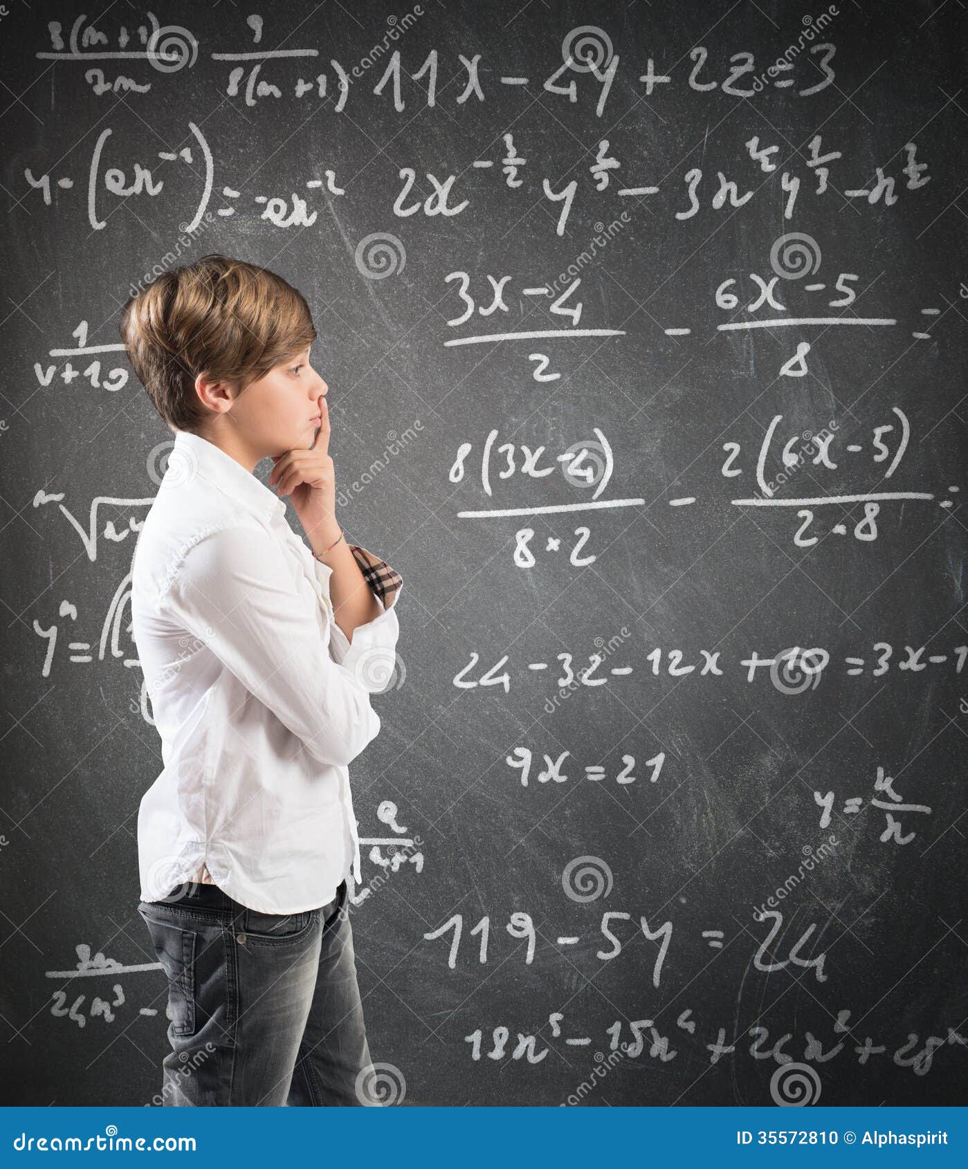 Thinking child stock photo. Image of elementary, classroom - 35572810