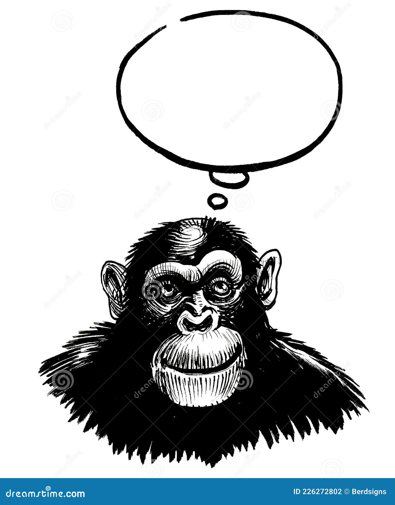 Thinking chimp stock illustration. Illustration of sketch - 226272802