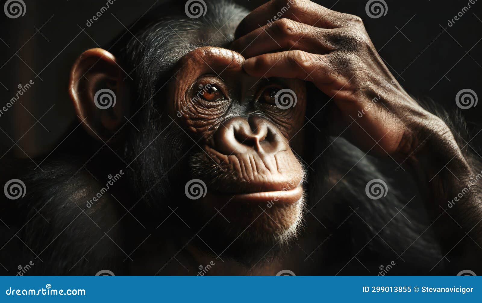 Thinking Chimpanzee, Generative Ai Stock Illustration - Illustration of ...