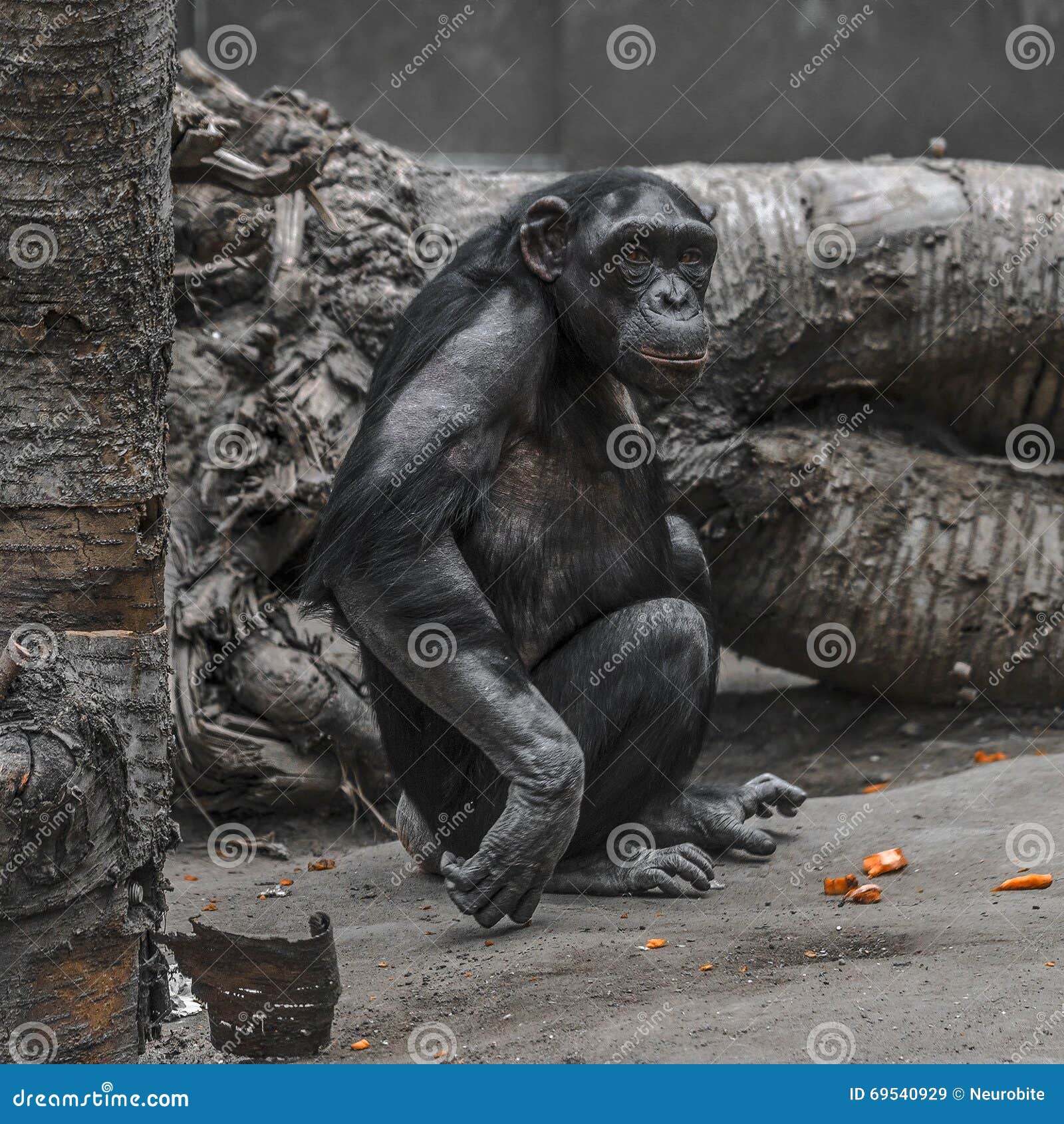 Thinking Chimpanzee Portrait Close Up Stock Image - Image of looking ...