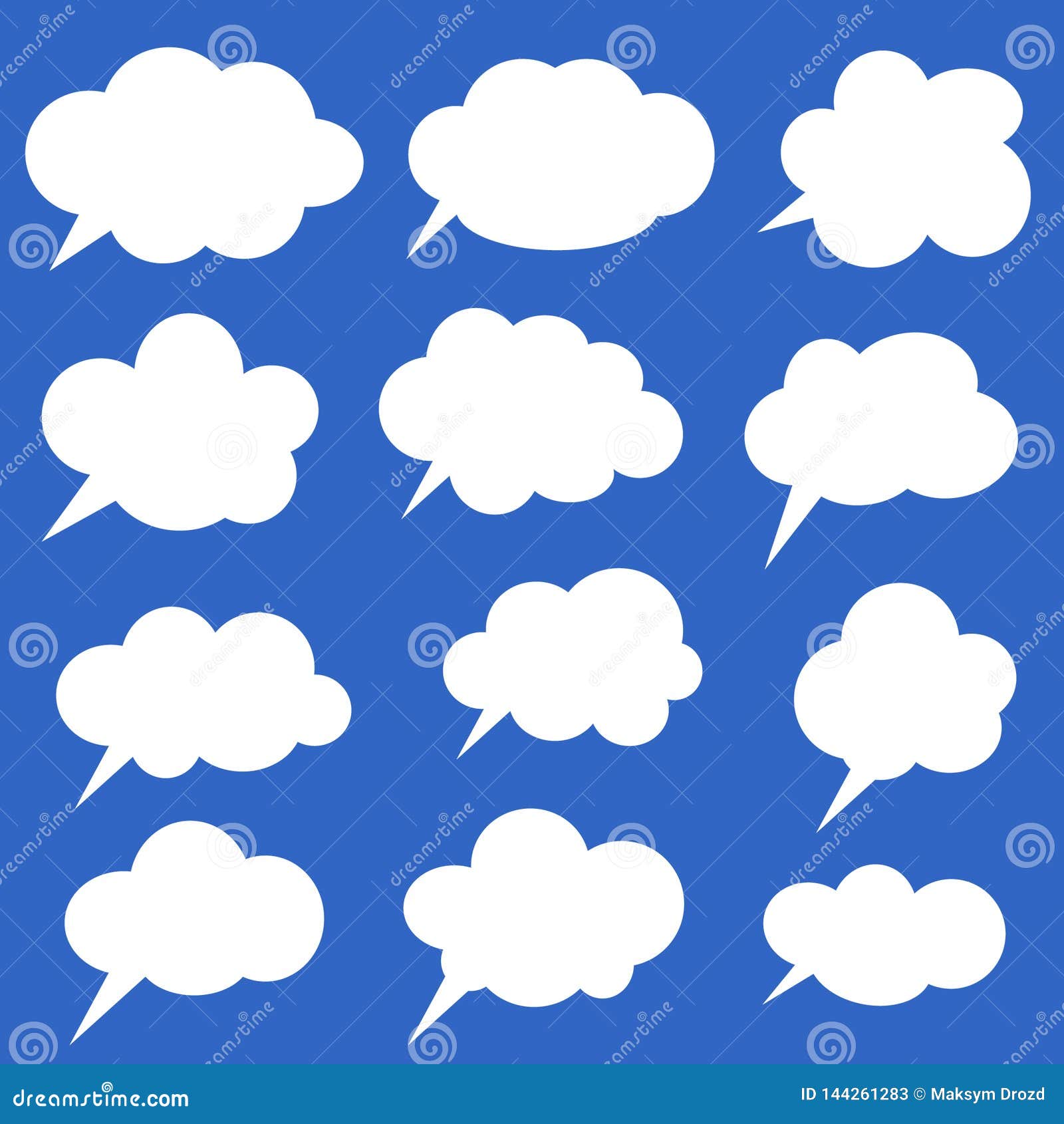 Thinking Cloud, Dialog Box Icon, Chat Cartoon Bubbles. Blank Empty ...