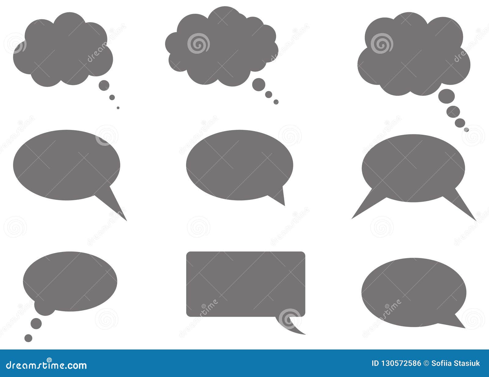 Thinking Clouds, Chat Cartoon Bubbles Stock Vector - Illustration of ...