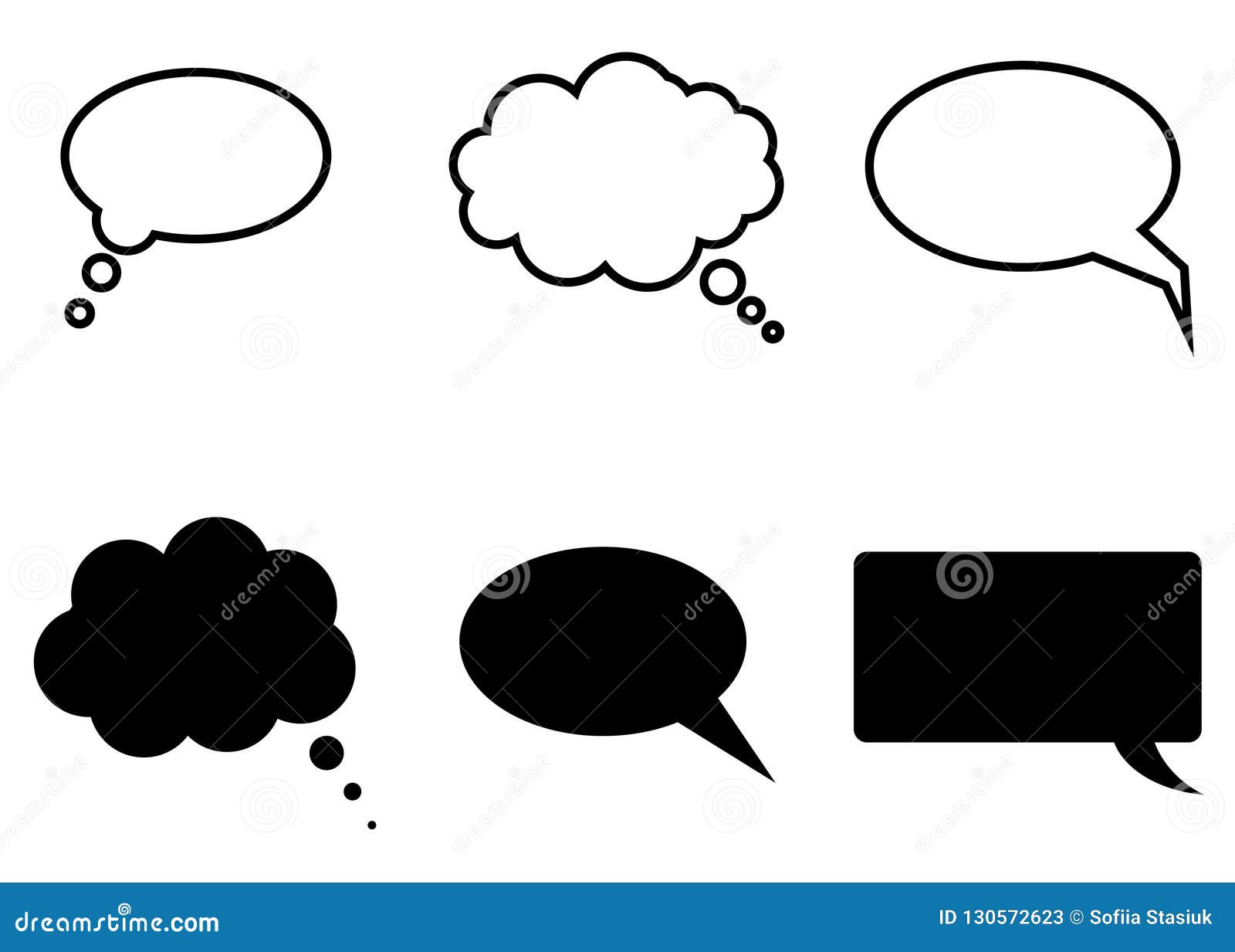 Thinking Clouds, Chat Cartoon Bubbles Stock Vector - Illustration of ...