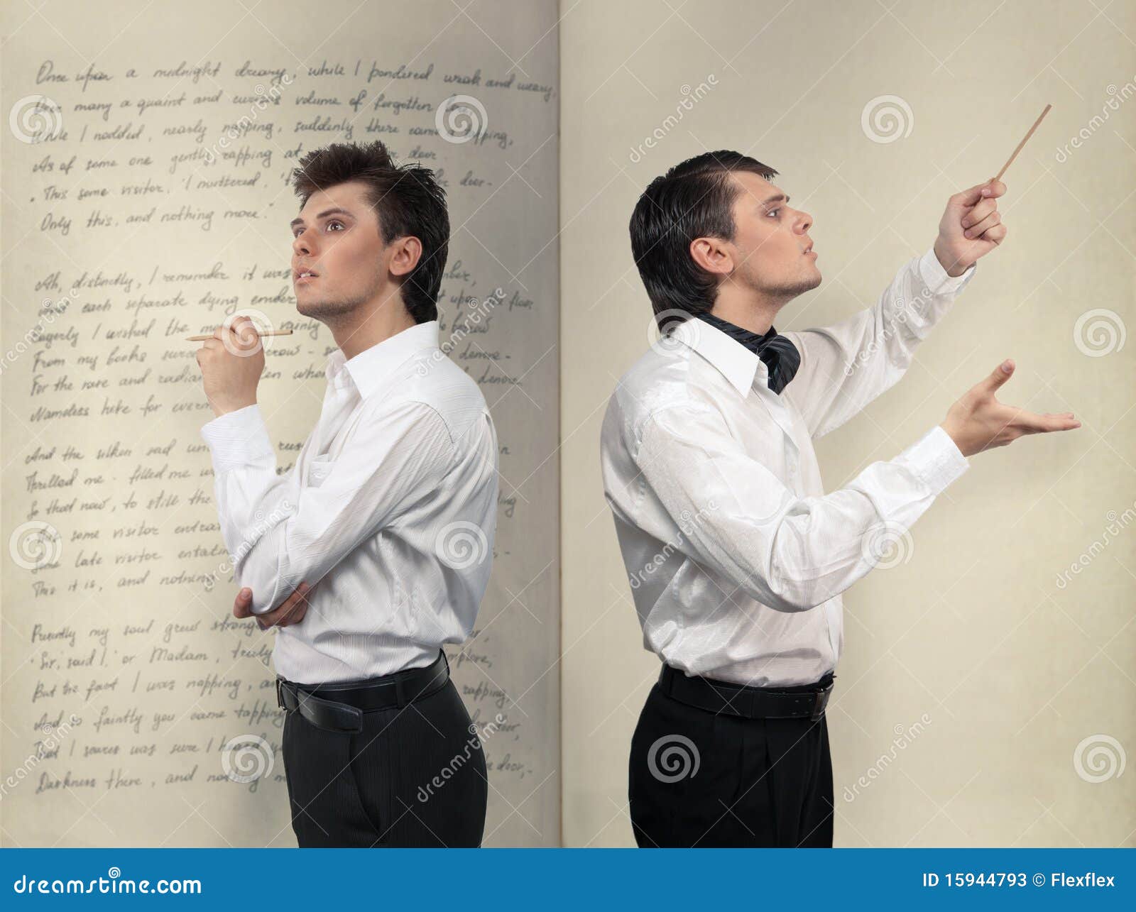Thinking Composer and Orchestrating Poet Stock Image - Image of theater ...