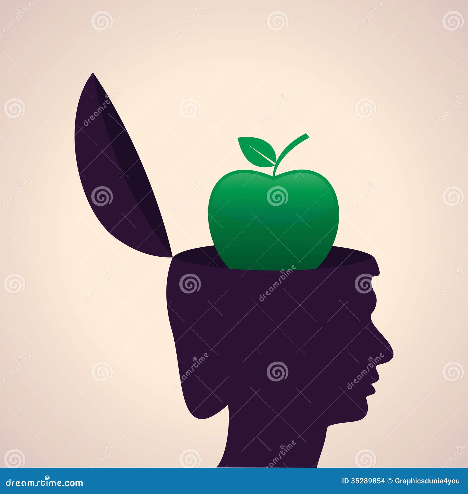 Thinking Concept-Human Head with Apple Stock Vector - Illustration of ...