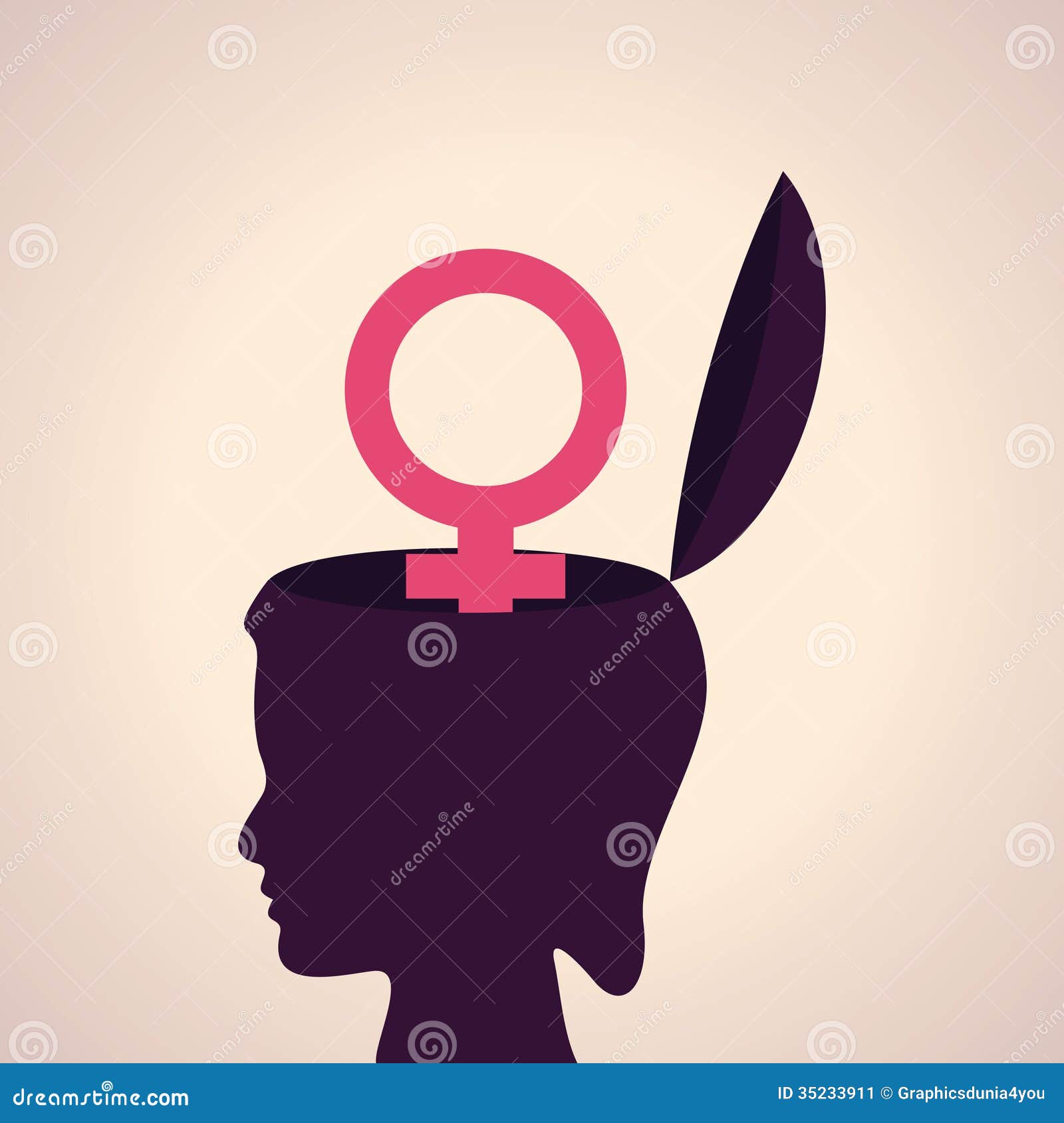 Thinking Concept-Human Head with Female Symbol Stock Vector ...