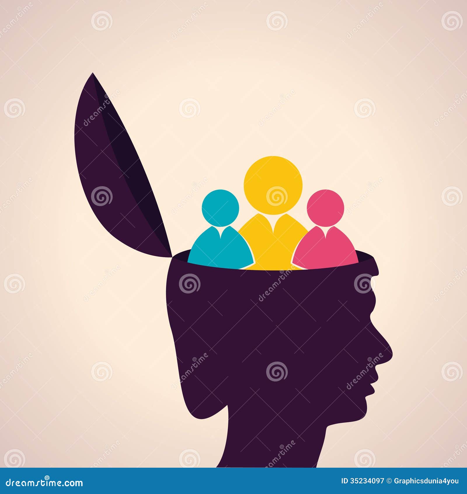 Thinking Concept-Human Head with People Icon Stock Vector ...
