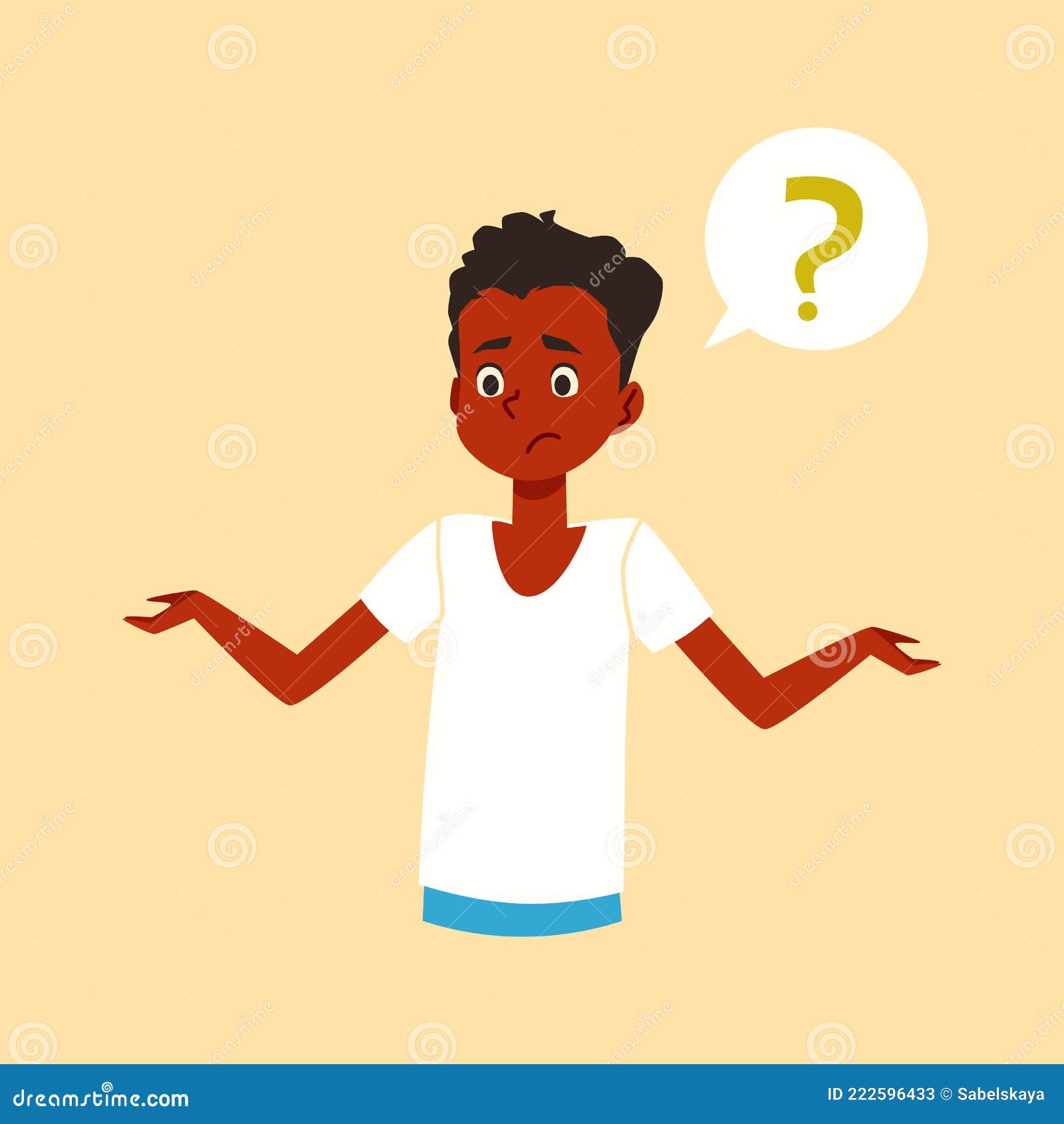 Thinking Confused Boy Searching Solution, Flat Vector Illustration ...