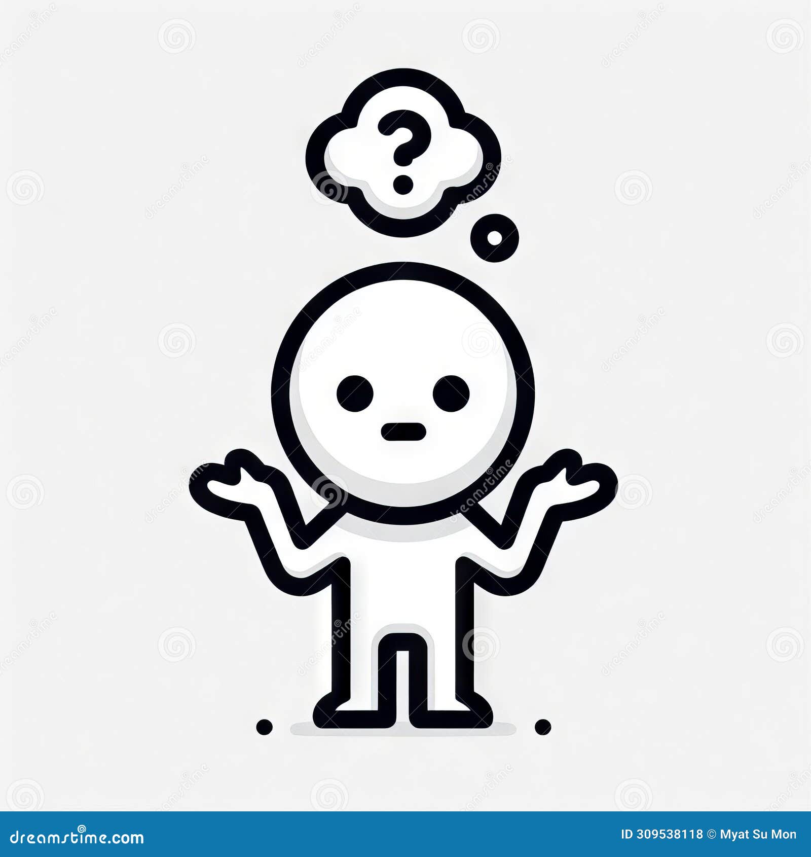 Thinking and Confused 3D Man Stock Illustration - Illustration of ...