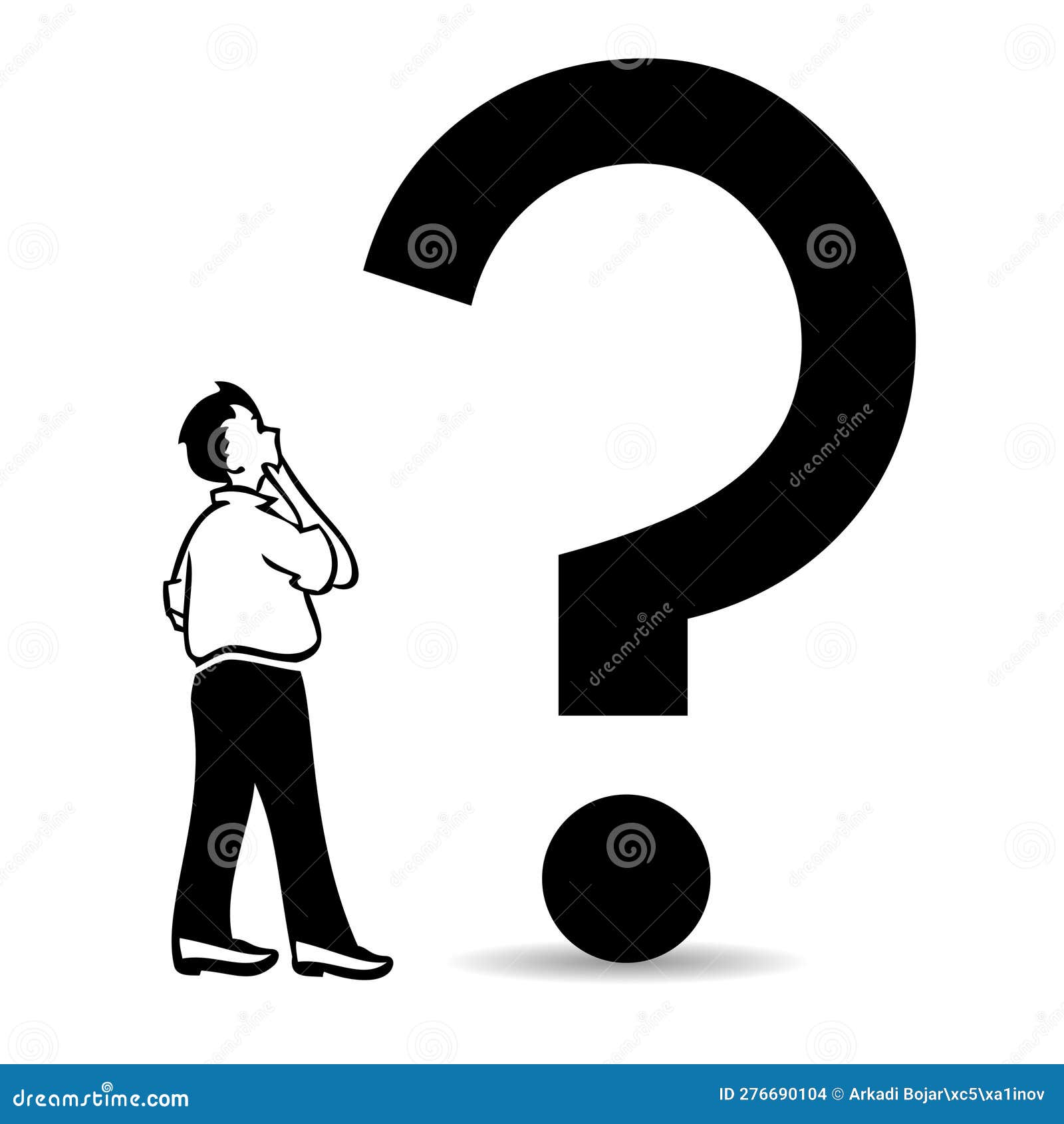 Thinking Confused Person with Question Mark Stock Vector - Illustration ...