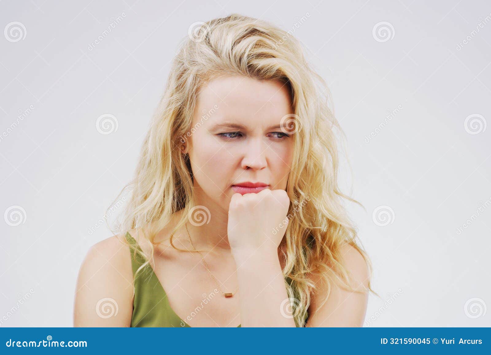 Thinking, Confused and Woman with Doubt in Studio for Brainstorming ...