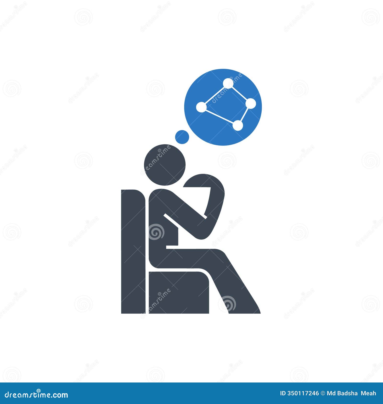 Thinking about Connections Icon Stock Vector - Illustration of seated ...