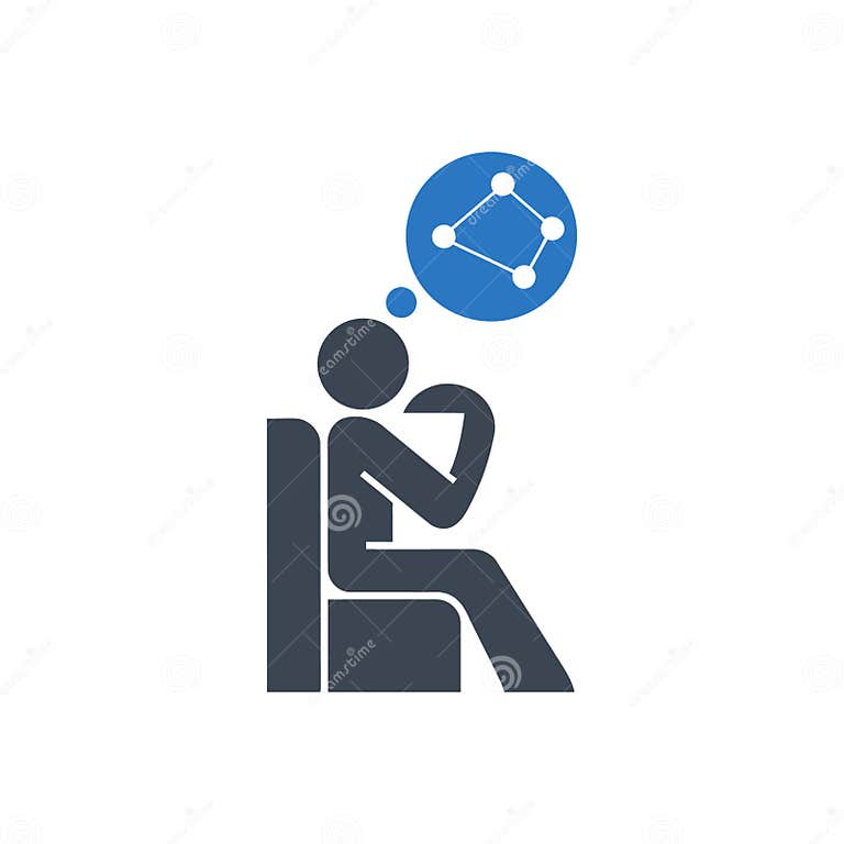 Thinking about Connections Icon Stock Vector - Illustration of seated ...