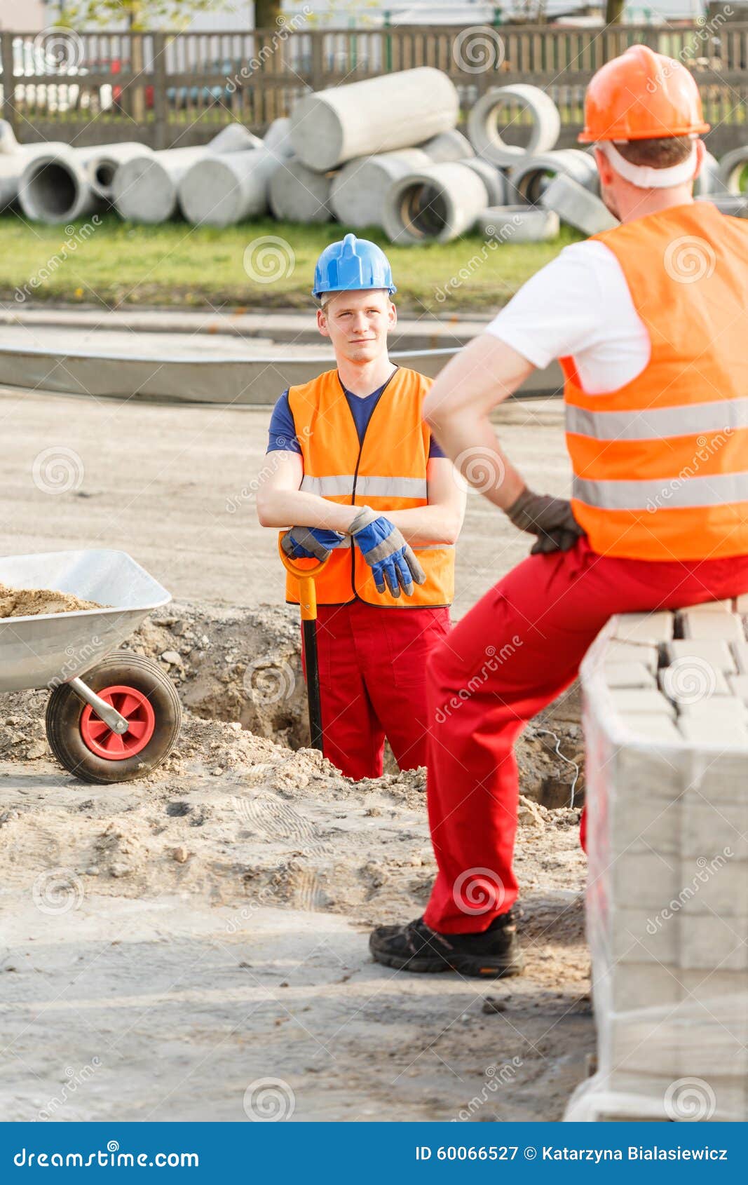 Thinking on the Constuction Site Stock Image - Image of heavy, helmets ...