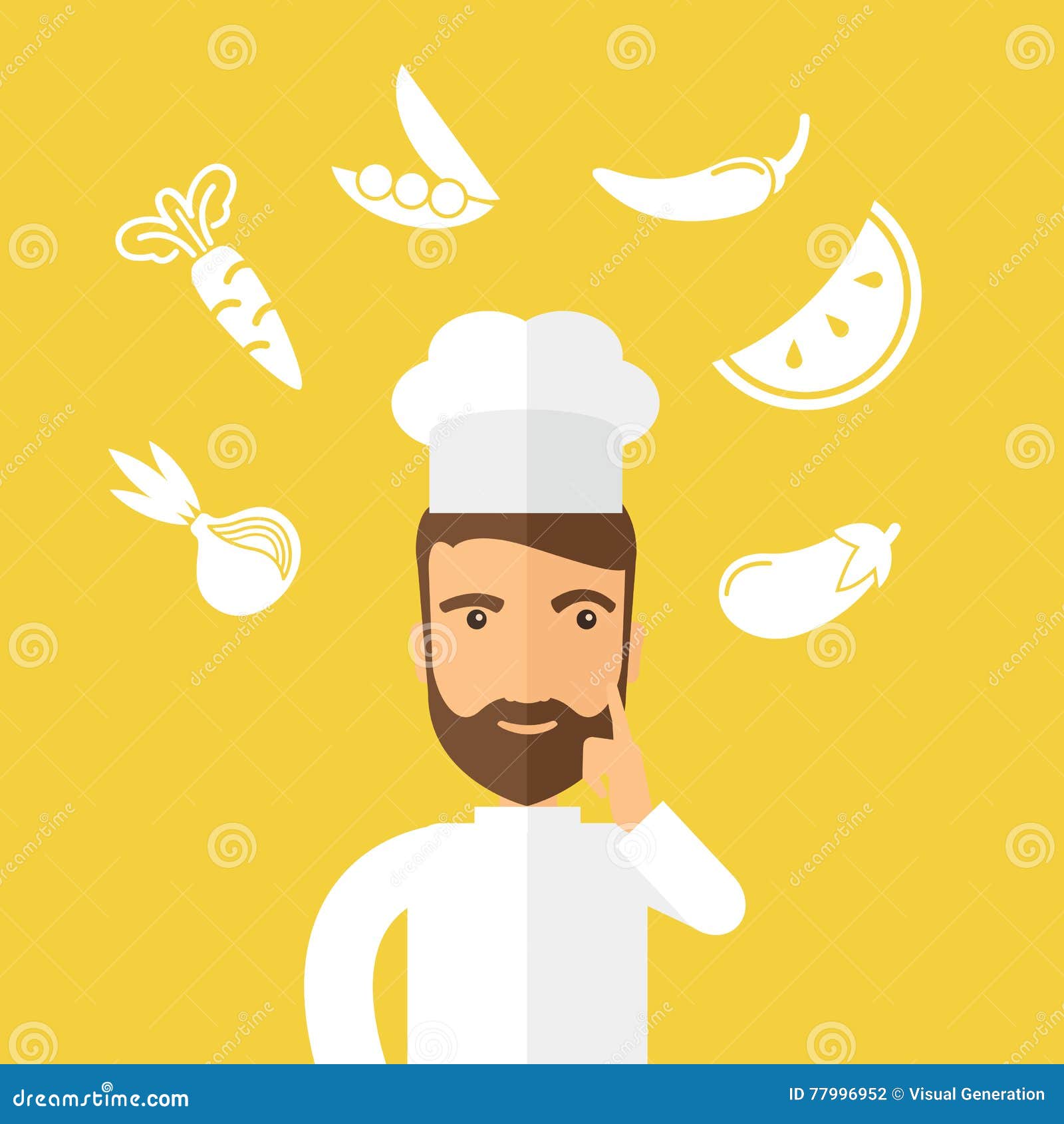 Thinking cook. stock illustration. Illustration of chef - 77996952