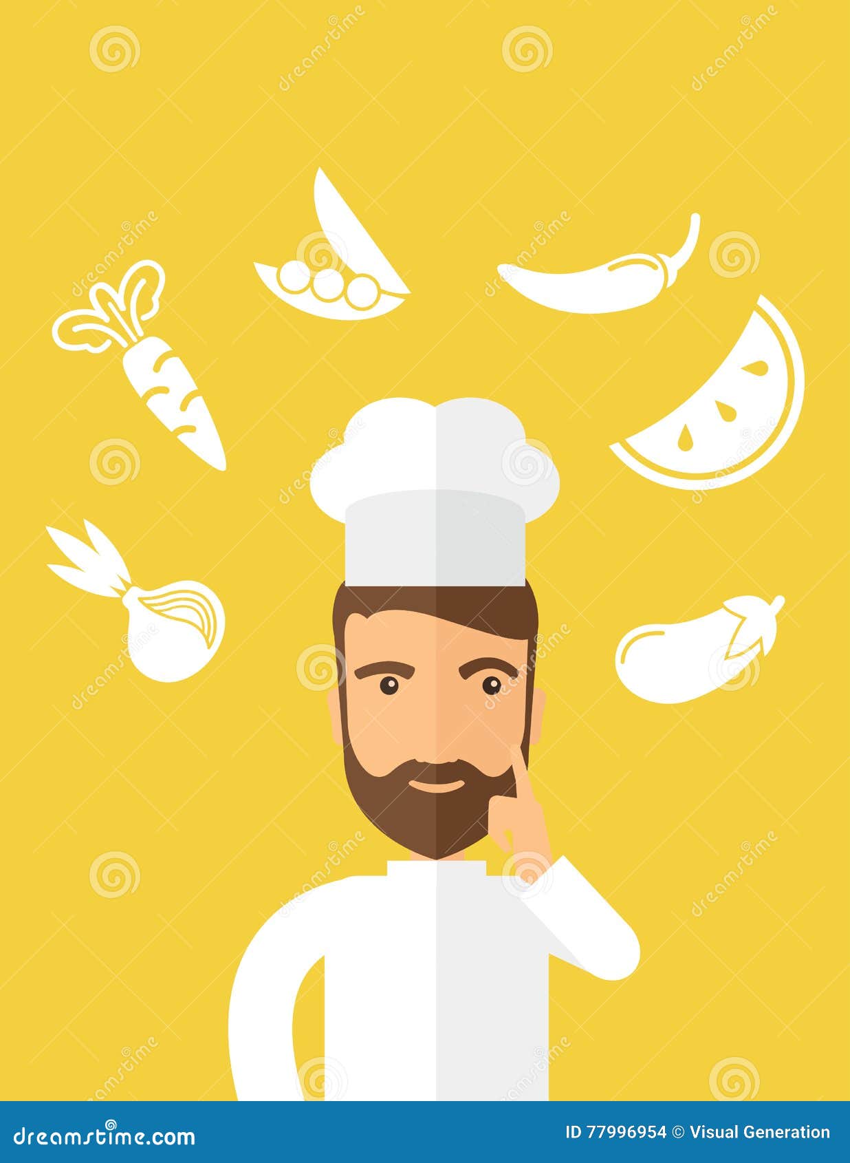 Thinking cook. stock illustration. Illustration of ingredient - 77996954