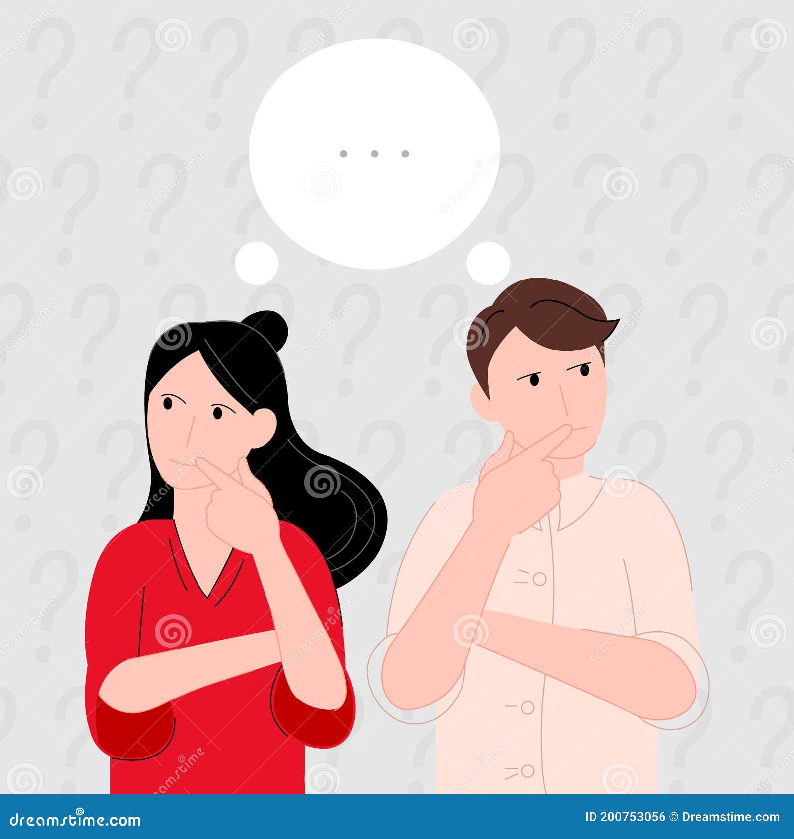 Thinking Couple on Question Marks Background Stock Illustration ...