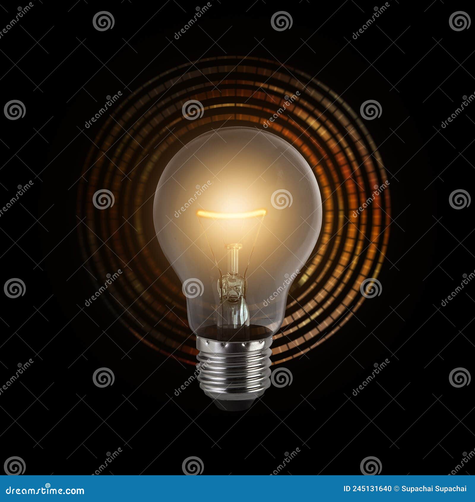 Thinking and Creative Concept, Light Bulb on Dark Background Stock ...