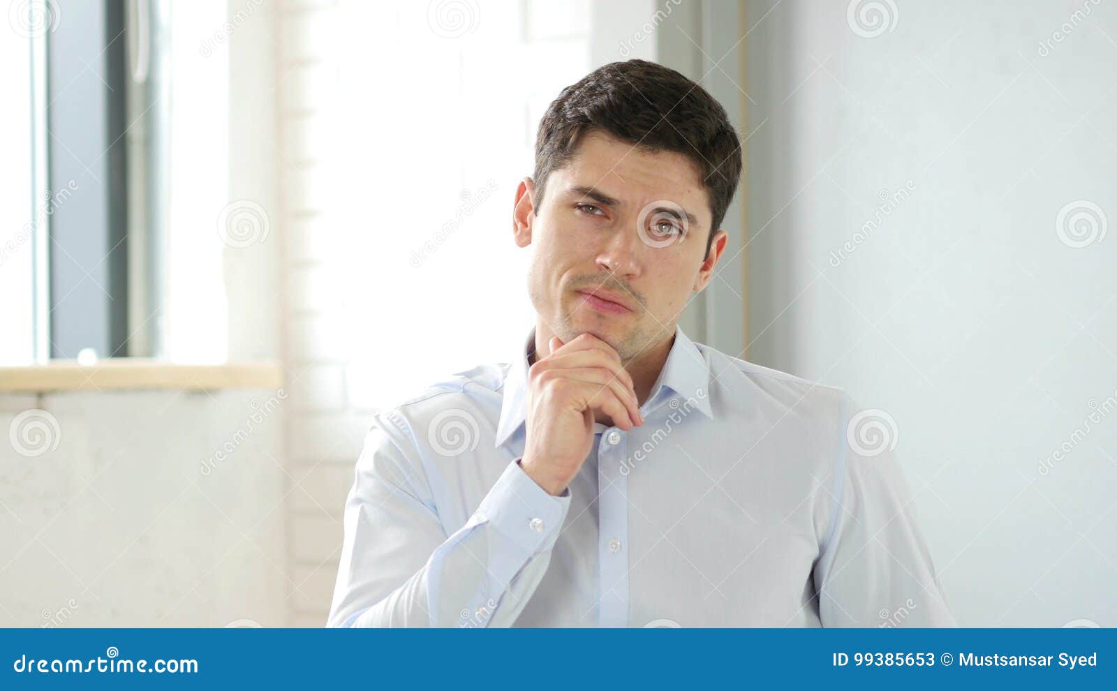 Thinking Creative Man in Office, Indoor Stock Image - Image of ...