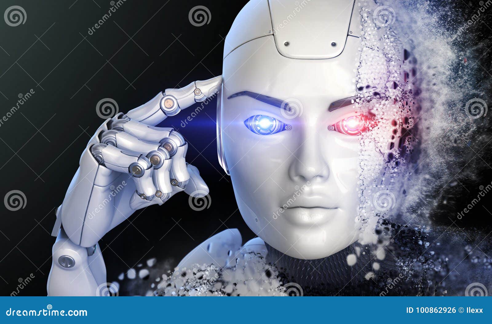 Thinking cyborg stock illustration. Illustration of artificial - 100862926