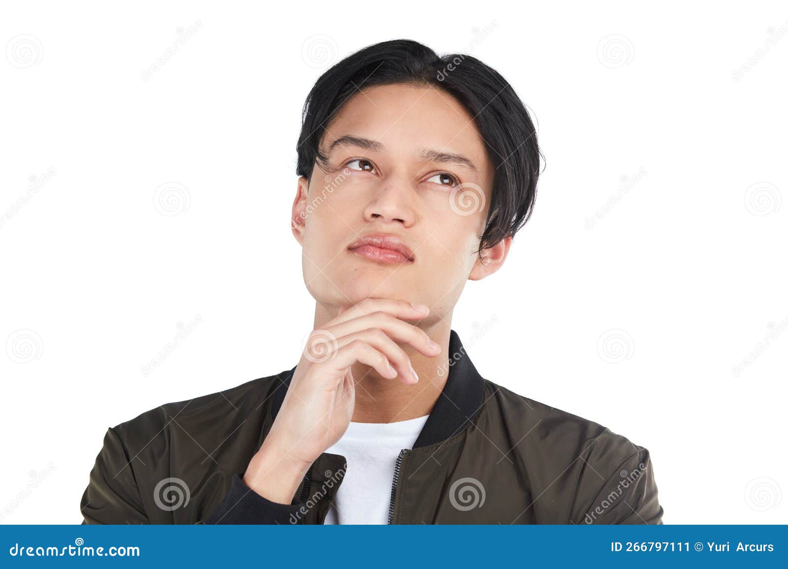 Thinking, Decision and Asian Man Planning Idea Isolated on a White ...