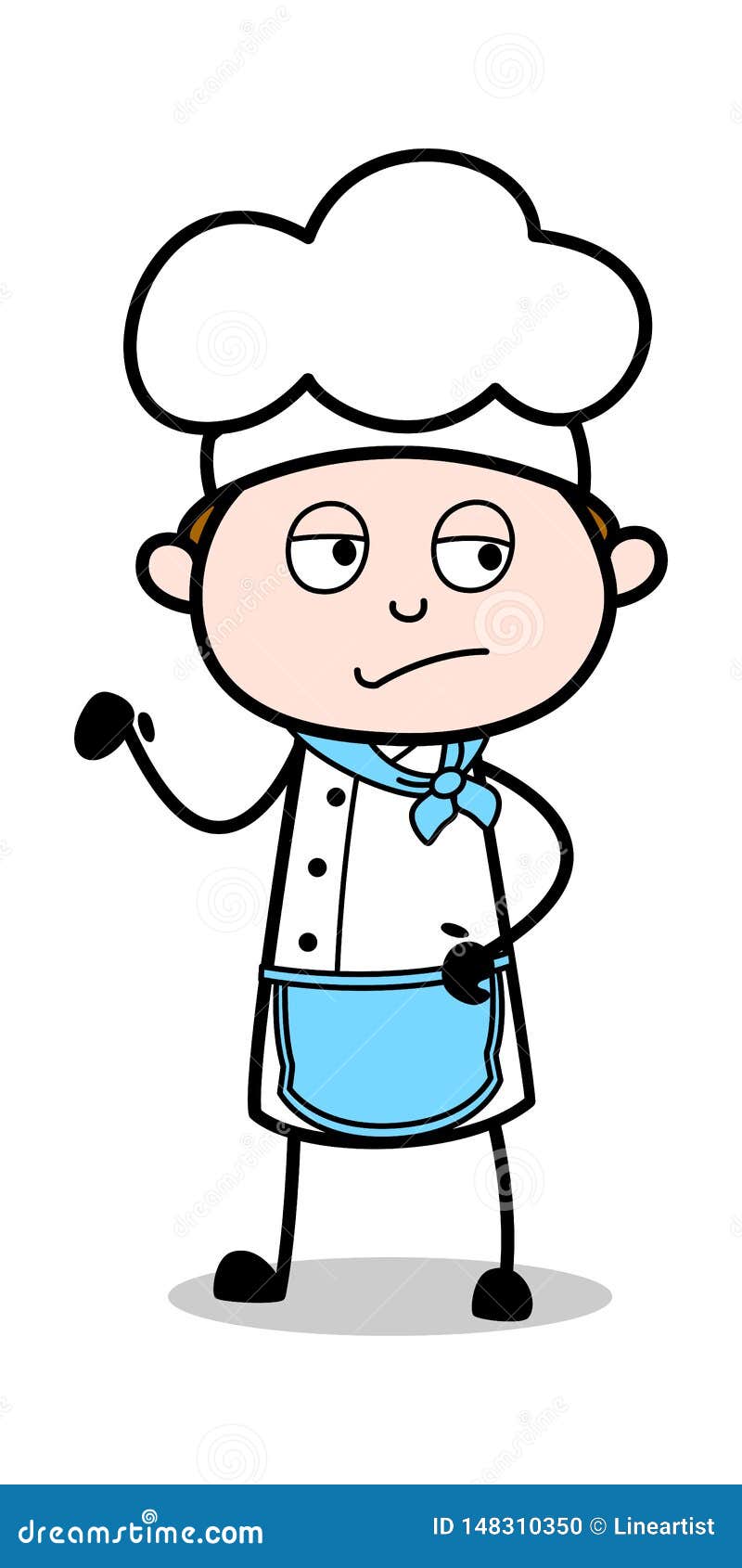 Thinking before Decision - Cartoon Waiter Male Chef Vector Illustration ...