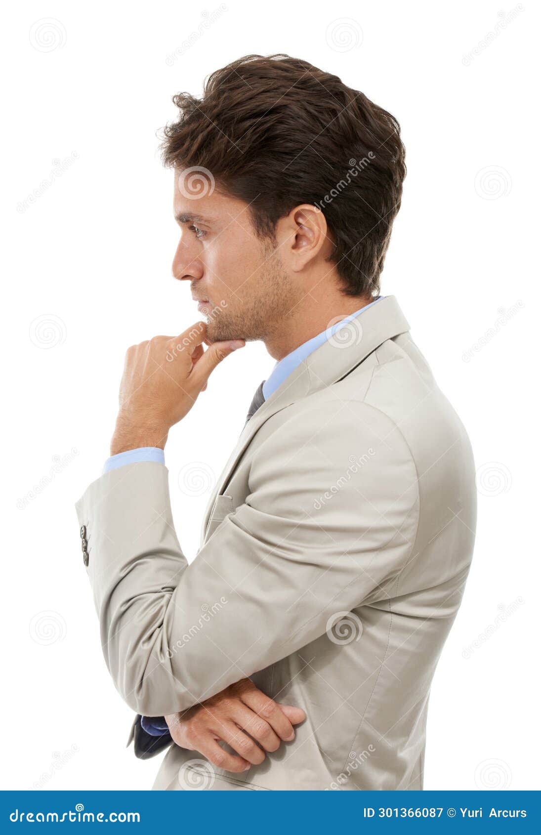 Thinking, Decision and Young Businessman in a Studio with Brainstorming ...