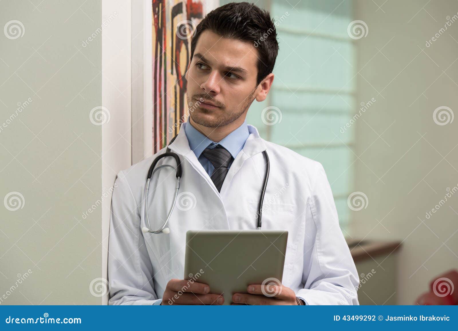 Thinking Doctor stock photo. Image of hospital, male - 43499292