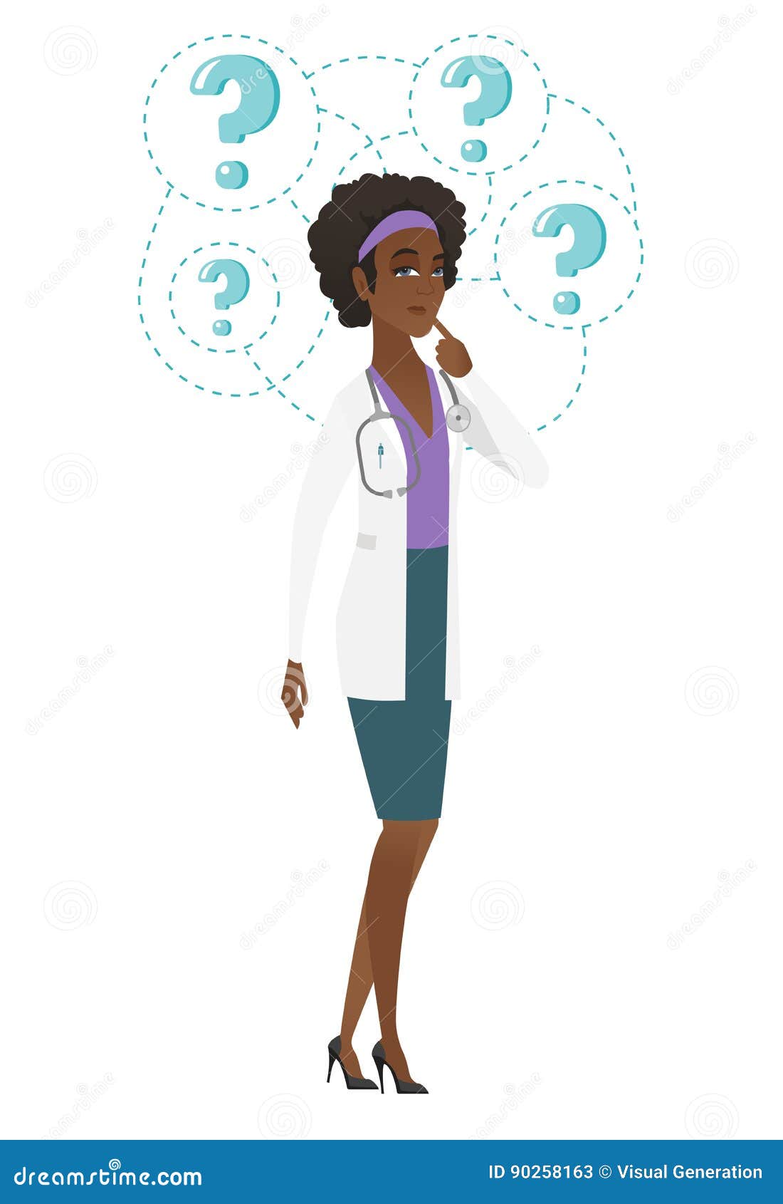 Thinking Doctor with Question Marks. Stock Vector - Illustration of ...