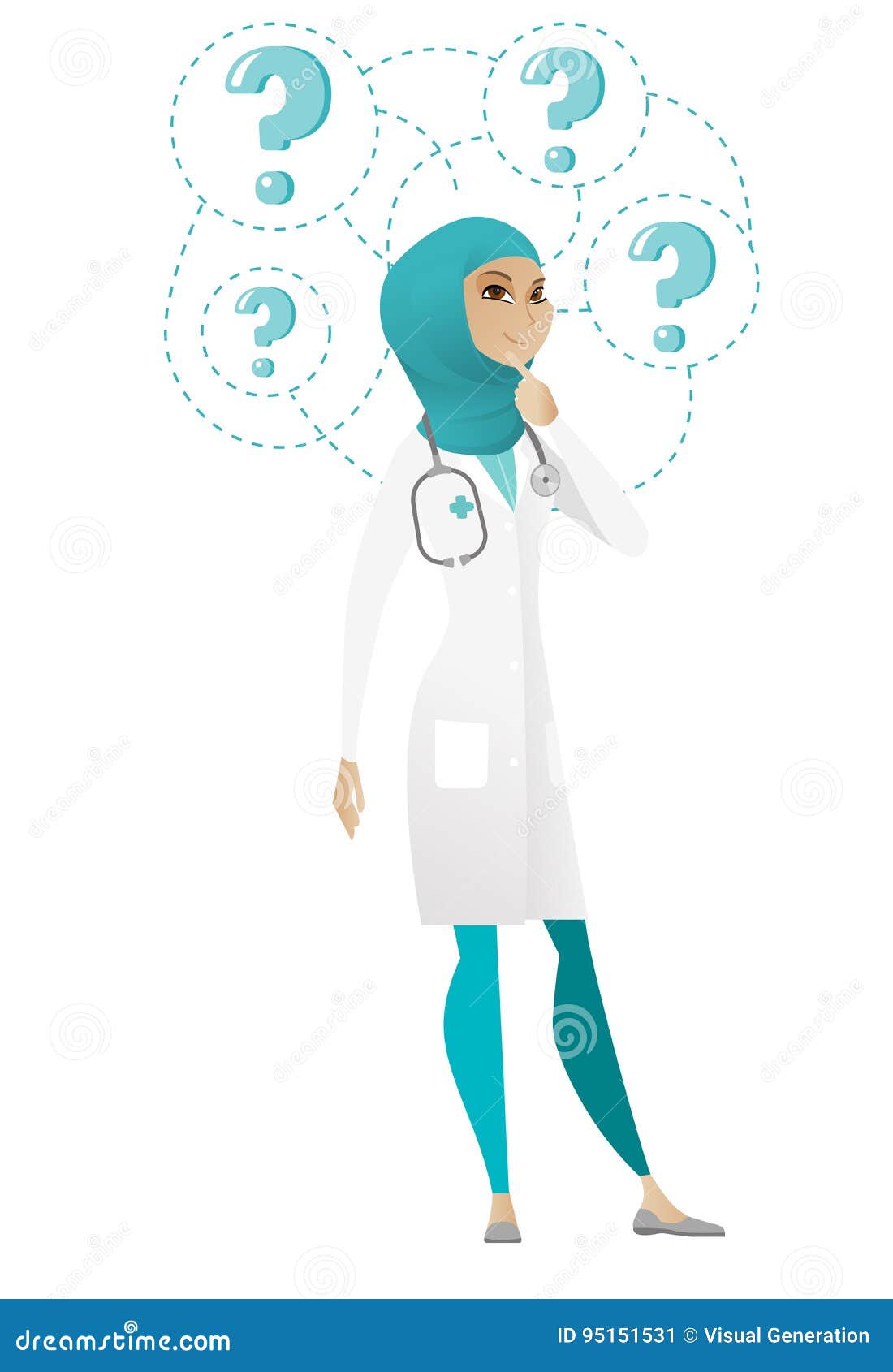 Thinking Doctor with Question Marks. Stock Vector - Illustration of ...