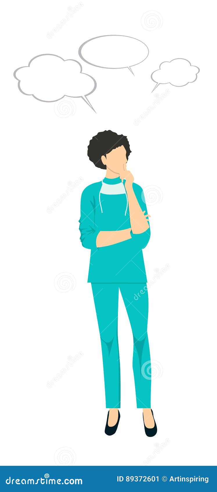 Thinking Doctor With Question Marks. Vector Illustration ...