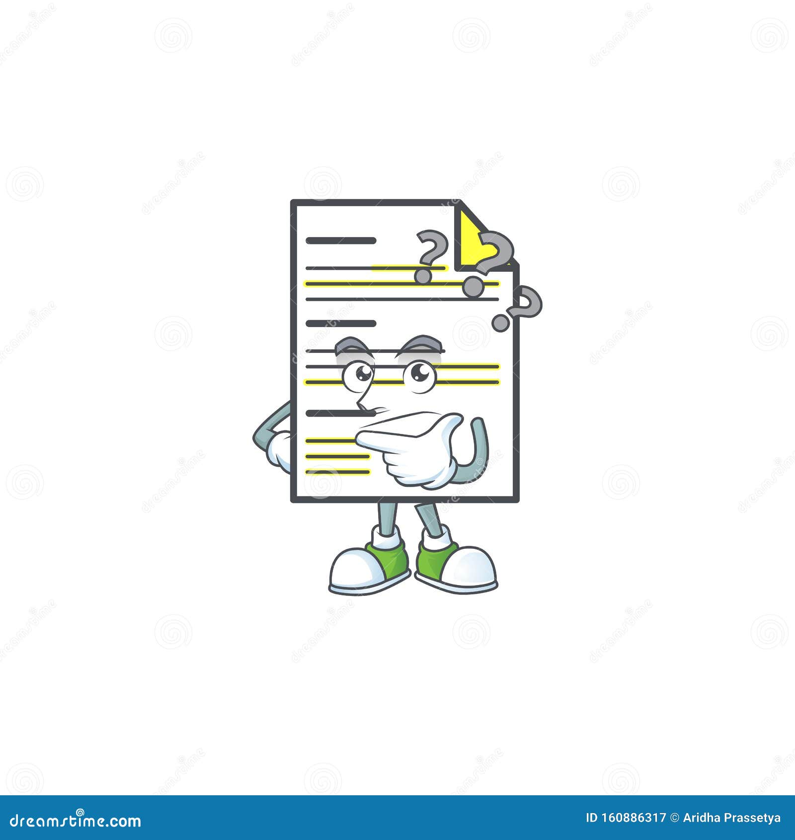 Thinking Document Template with Cartoon Character Shape Stock Vector ...