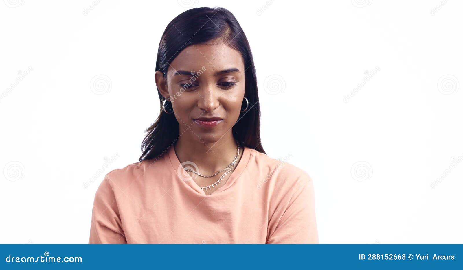 Thinking, Doubt and Face of Woman in Studio Confused by Choice ...