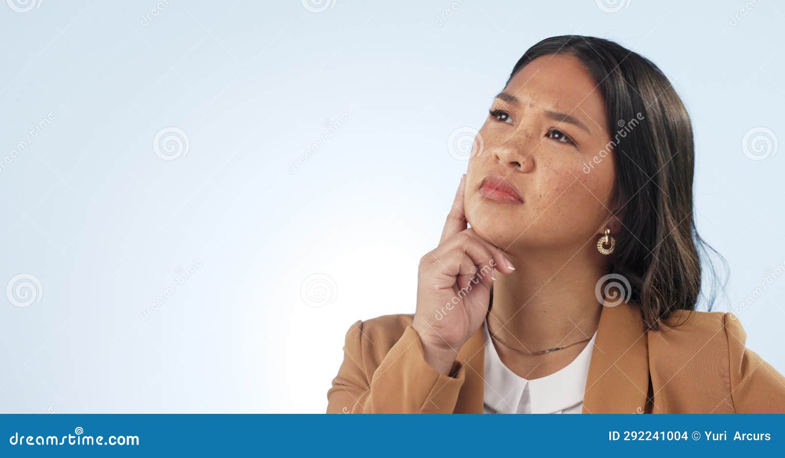 Thinking, Doubt and Young Woman in Studio with Unsure, Brainstorming or ...
