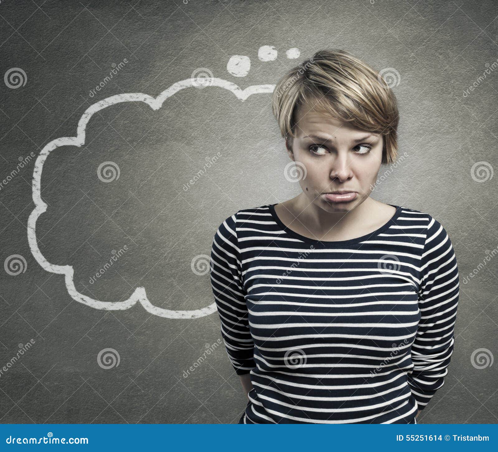 Thinking and doubting stock illustration. Illustration of girl - 55251614