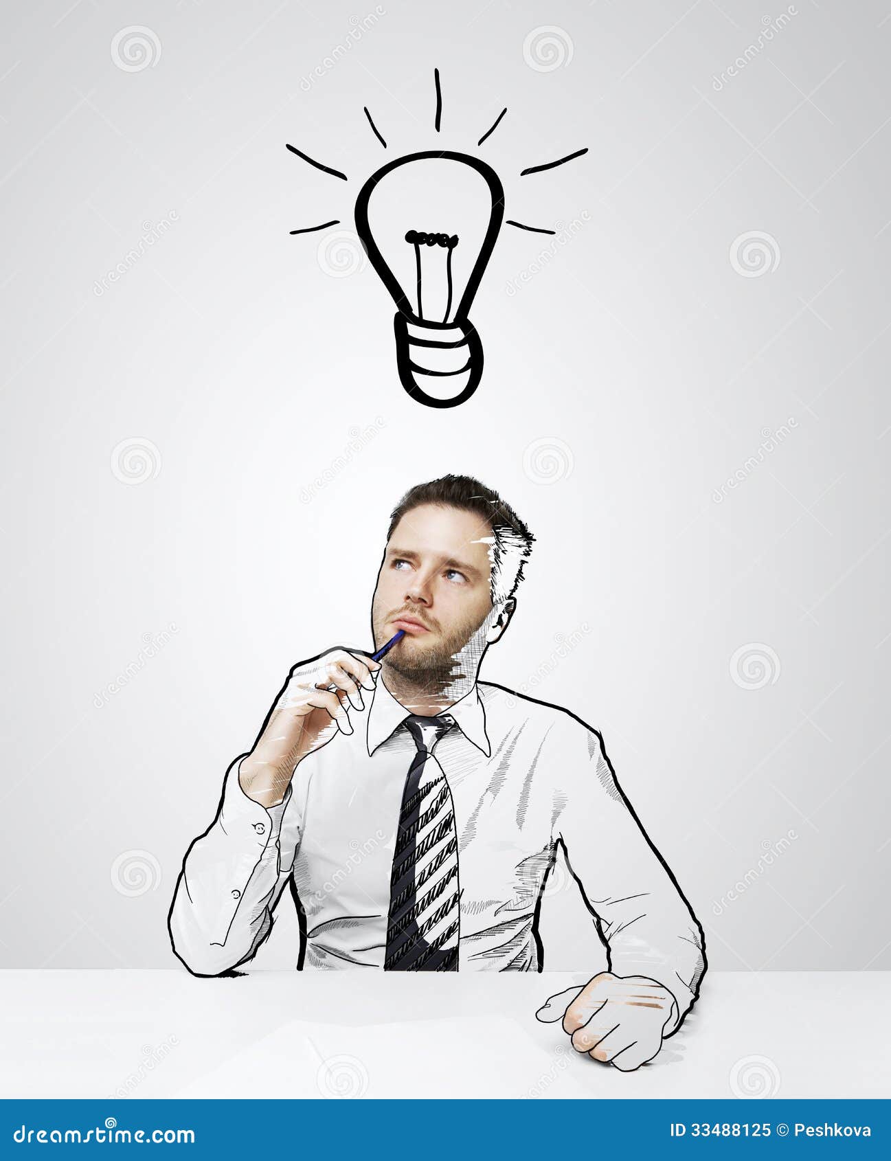 Thinking Drawing Businessman Stock Image - Image of research, emotions ...