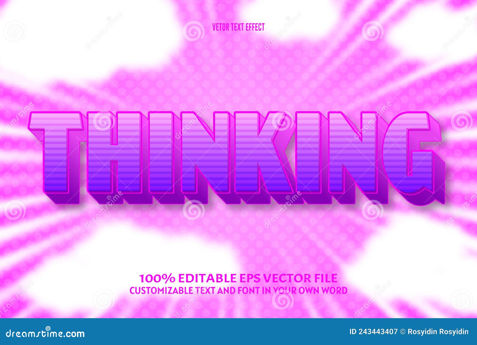 Thinking Editable Text Effect 3 Dimension Emboss Comic Style Stock ...