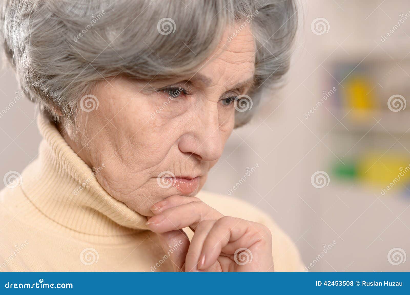 Thinking elderly woman stock photo. Image of people, elderly - 42453508