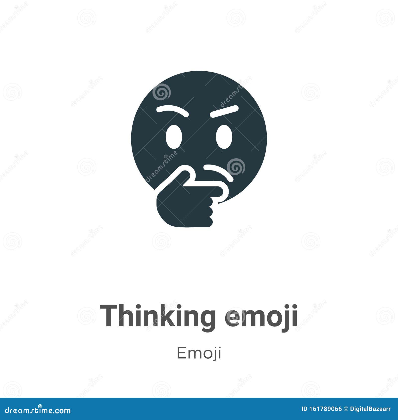 Thinking Emoji Vector Icon on White Background. Flat Vector Thinking ...