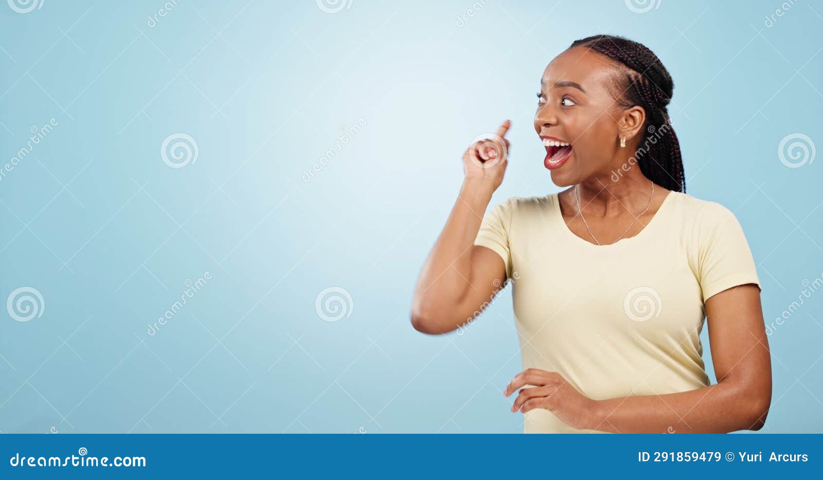 Thinking, Excited Face and Woman with Solution in Studio of Ideas ...