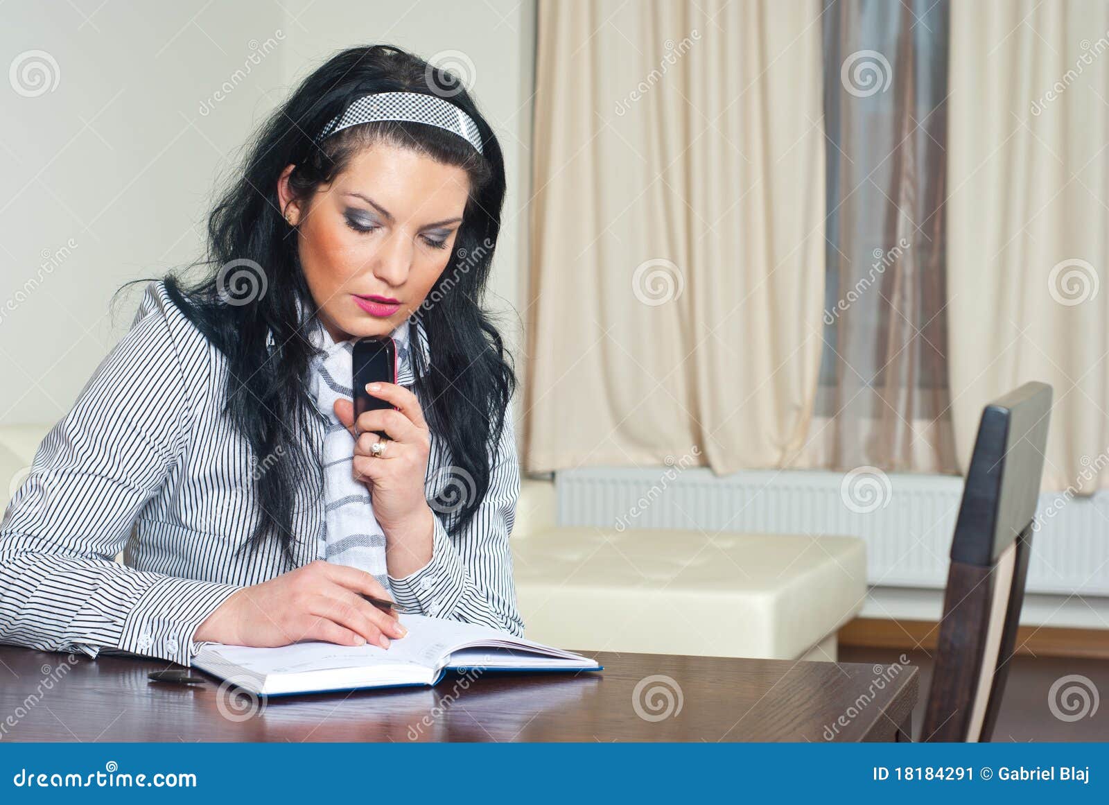 Thinking Executive Woman Working Home Stock Image - Image of executive ...