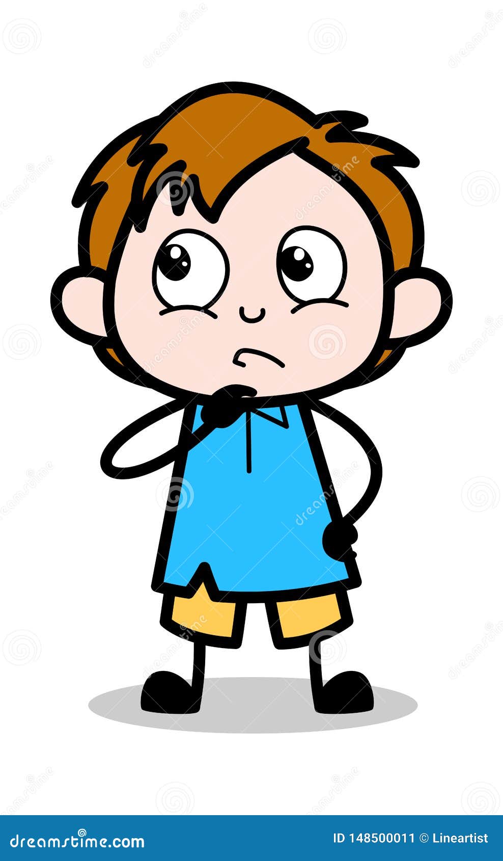 Thinking Expression - School Boy Cartoon Character Vector Illustration ...