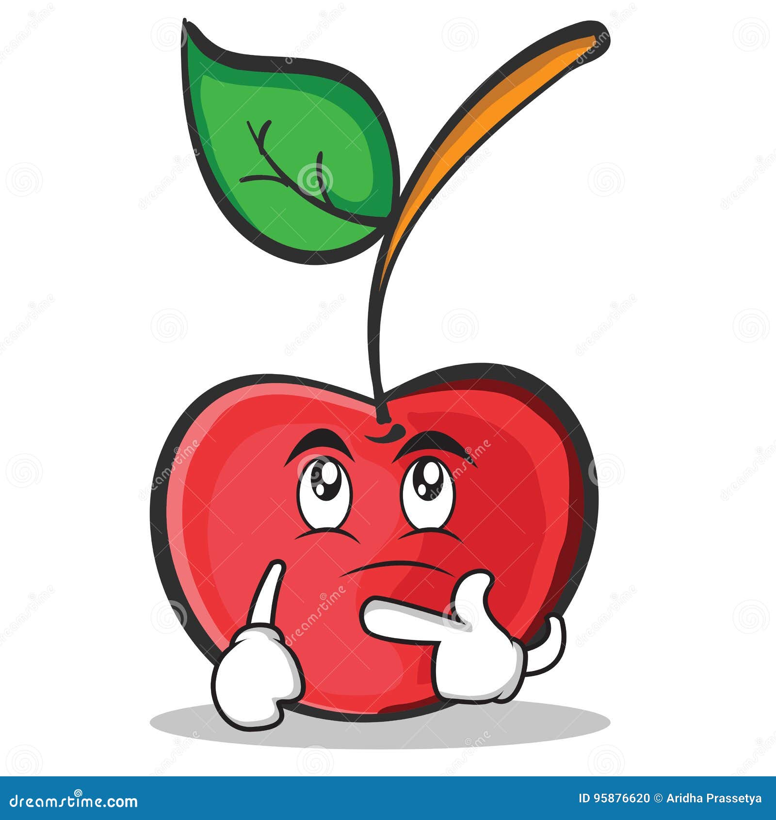 Thinking Face Cherry Character Cartoon Style Stock Vector ...