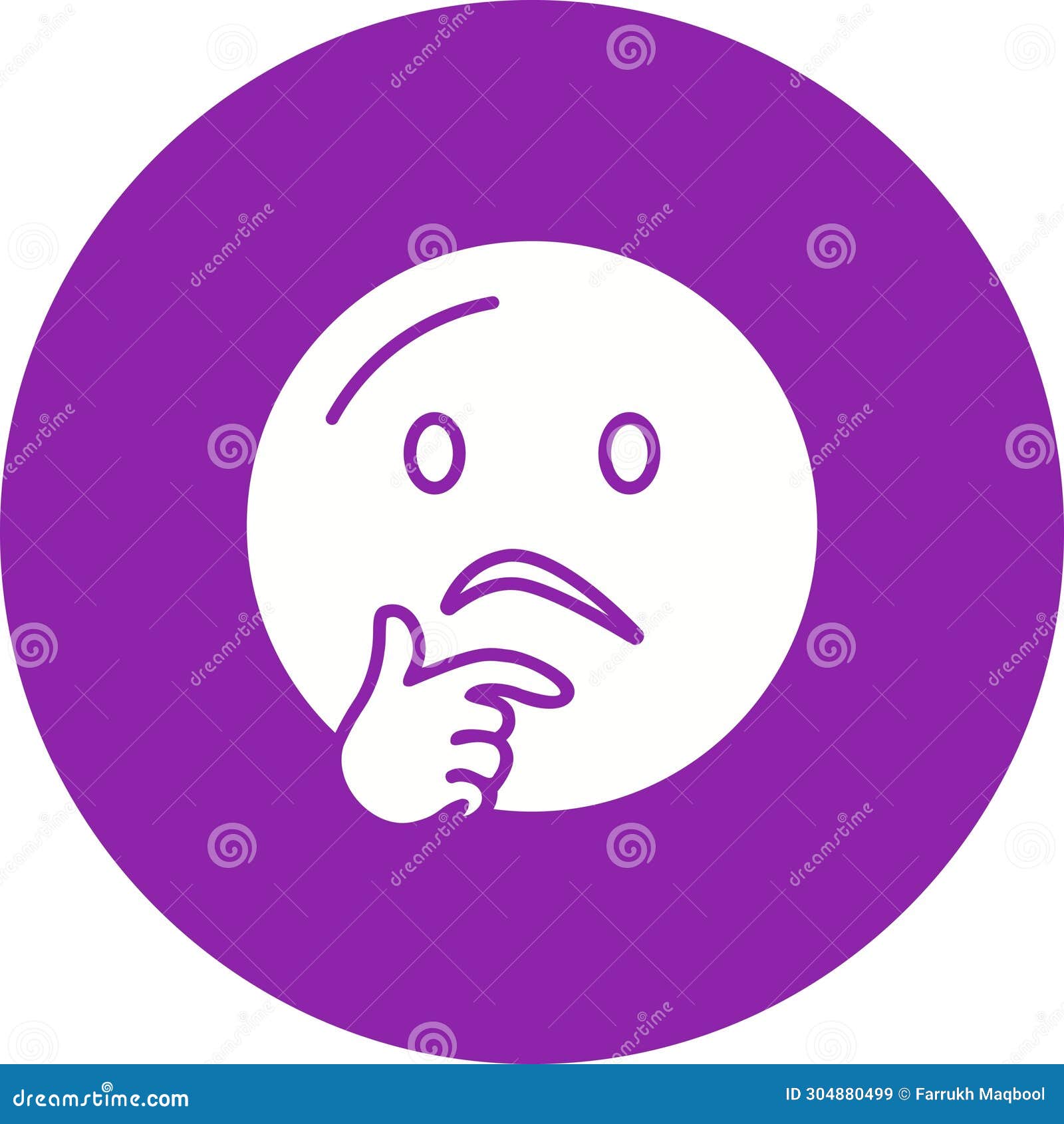 Thinking Face Icon Vector Image. Stock Illustration - Illustration of ...